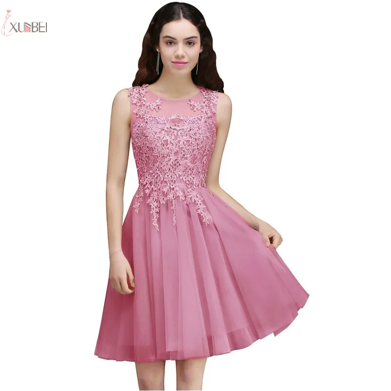 Tulle-Homecoming-Dresses-Pink-Short-Graduation-Gown-Elegant-A-line-Lace ...