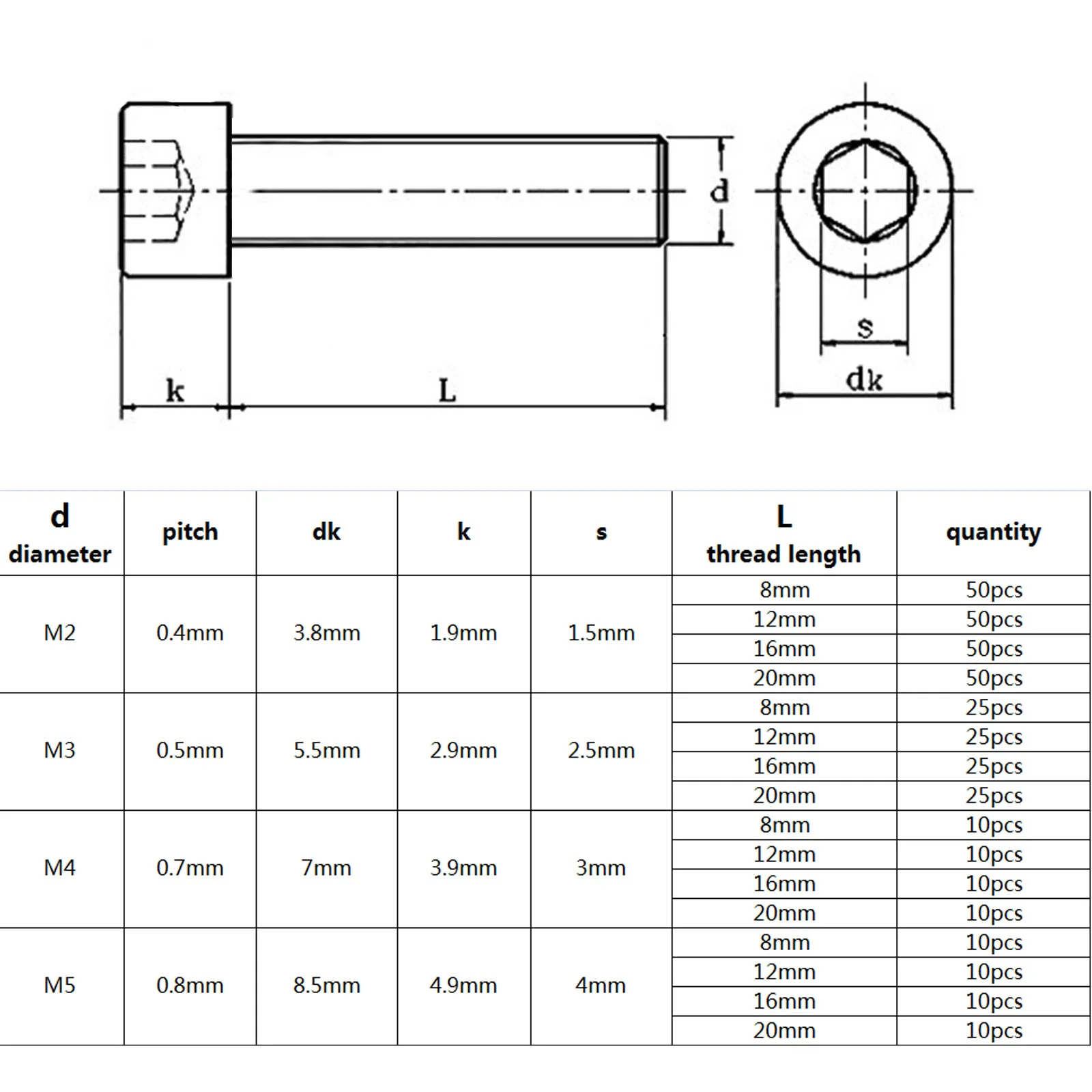 VIS,countersunk head--Kit de clés en acier inoxydable, 1140 pièces, M2 ...
