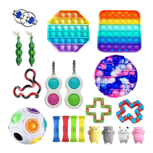 Fidget Toys Set Anti Stress Push Box Strings Marble Relief Gift Adults ...