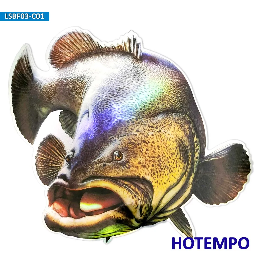 7.87inch 20cm Laser Big Size Fish Bass Brown Grouper Laptop Motorcycle ...