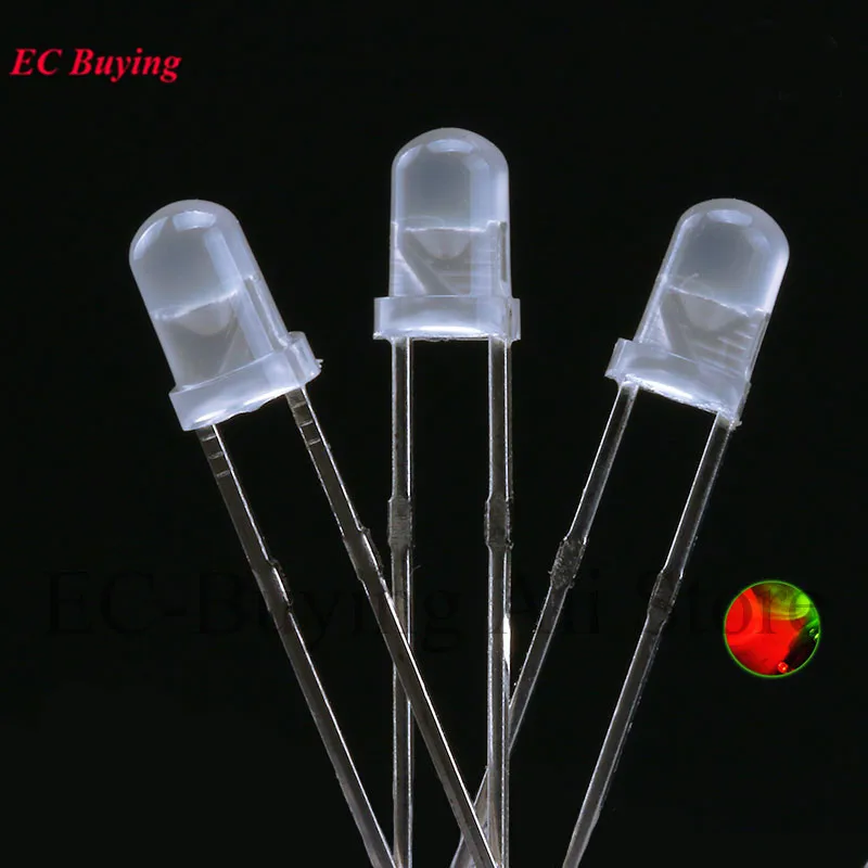 50pcs-F3-F5-3mm-5mm-LED-Bi-Color-Diffused-Red-Emerald-Green-Clear-Red ...