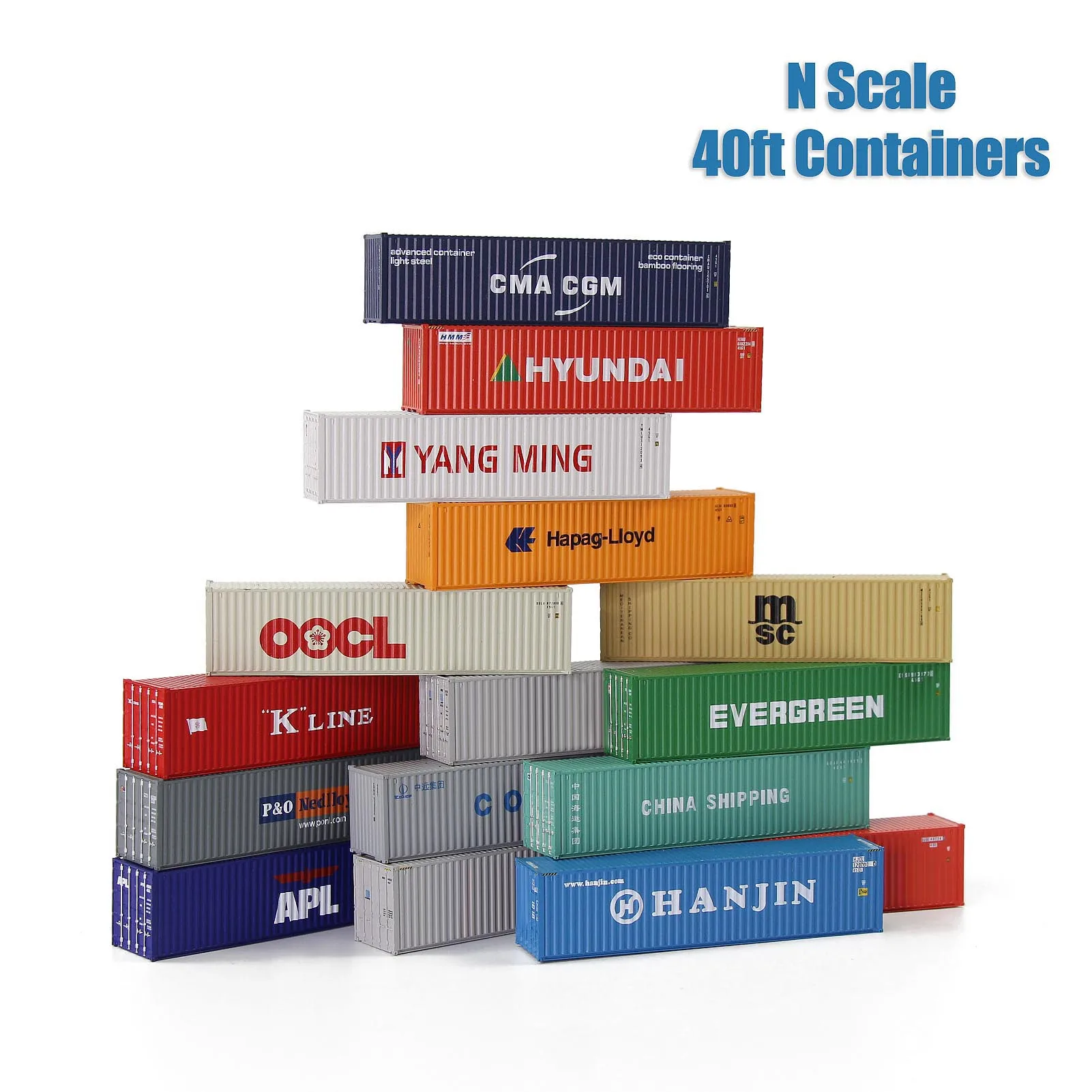 3pcs Model Trains N Scale 40' Container 1:160 40ft Shipping Container ...