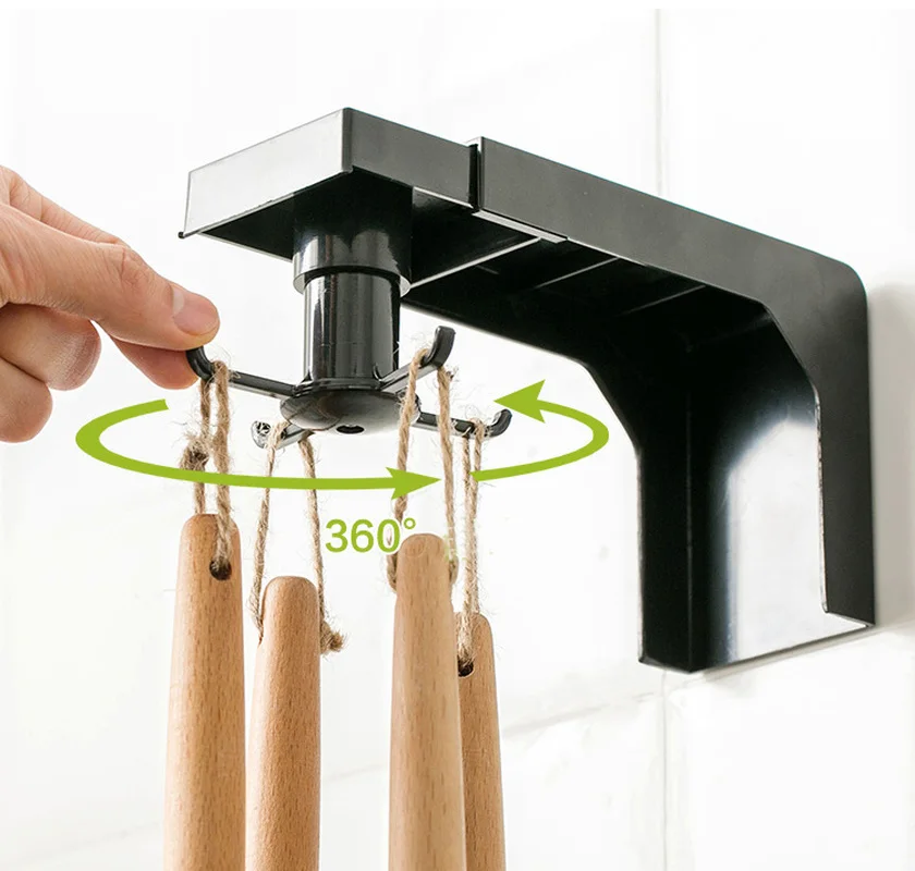 Multifunctional rotating retractable seamless hook kitchen utensil wall ...
