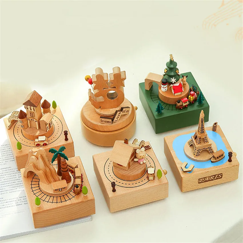 Music Box Christmas Ornaments | Wooden Music Box Train | Clockwork ...