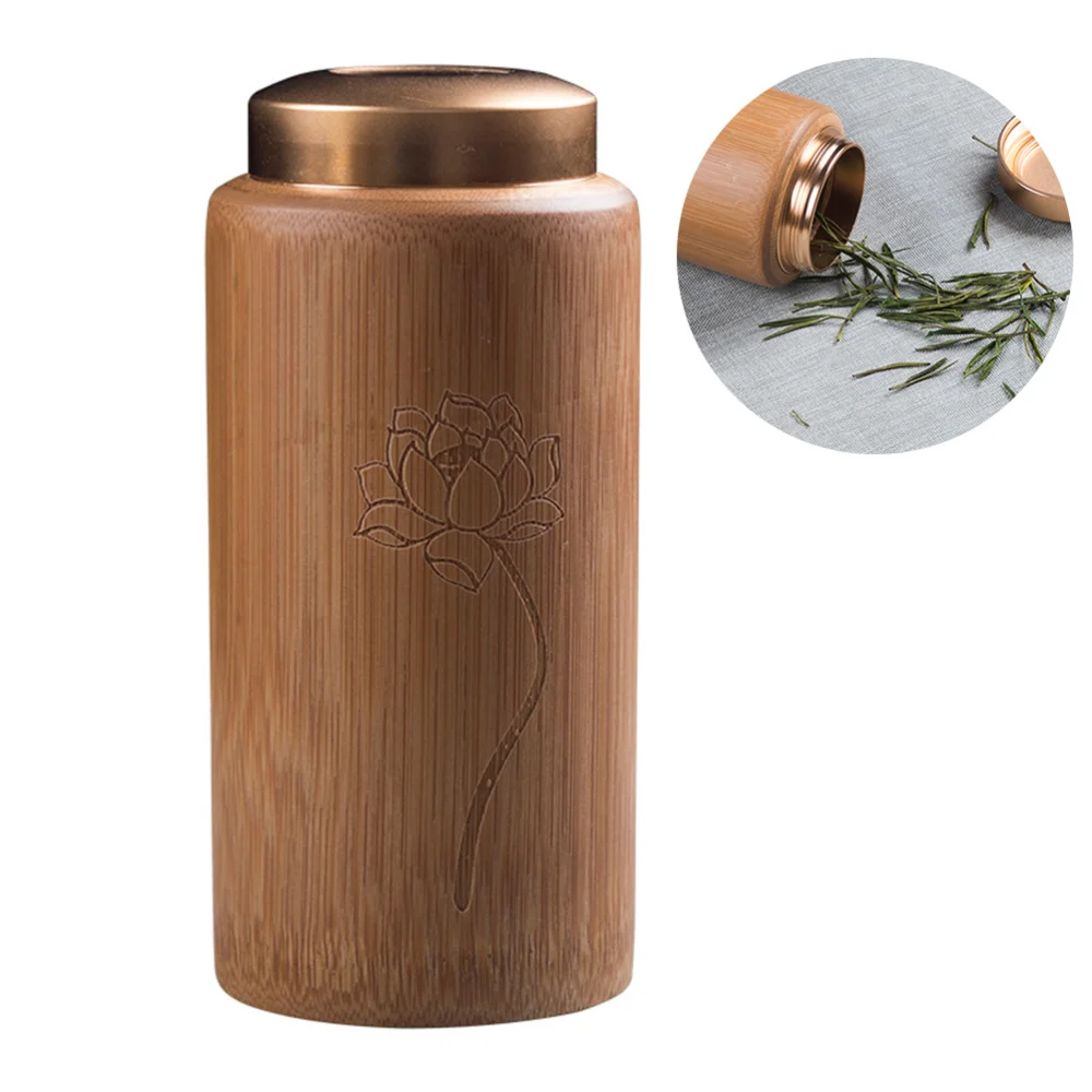 Bamboo Made Tea Canister Simple Food Storage Jar Eco friendly Tea Caddy ...