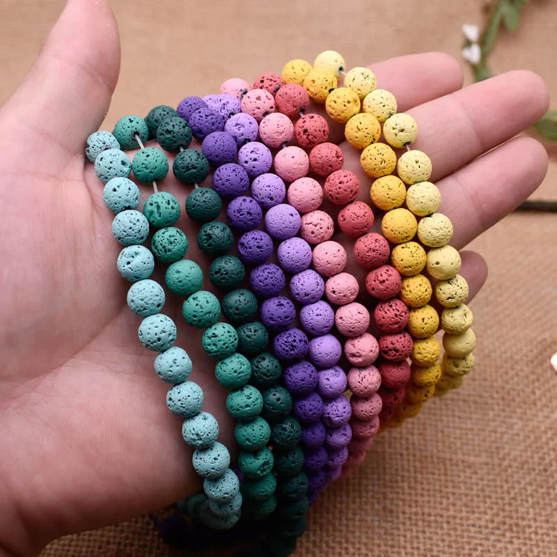 6-8mm-Natural-Stone-Bead-Colorful-Rock-Lava-Beads-loose-Space-Bead-For ...