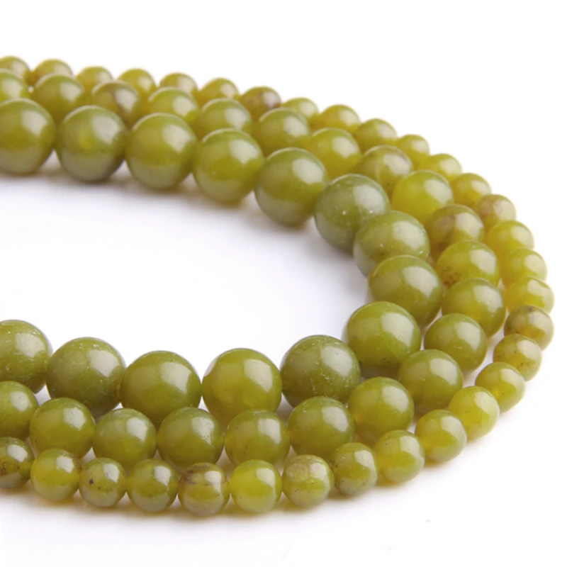 Natural Green Lemon Jades Jaspers Stone Beads Loose Gem Stone Beads ...