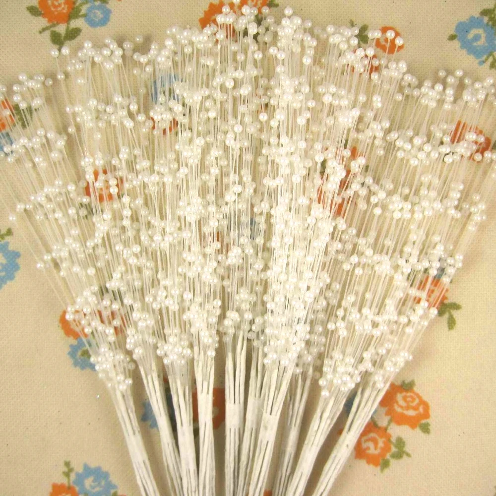 50pcs/Lot 3mm x 23cm Spurting White red pink Golden Silver Pearl Sticks ...