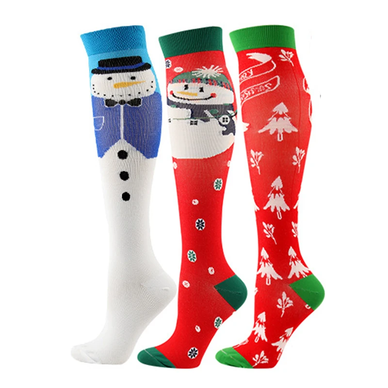 3-Pairs-lot-Newest-Compression-Socks-Men-Women-Christmas-Series-Snowman ...
