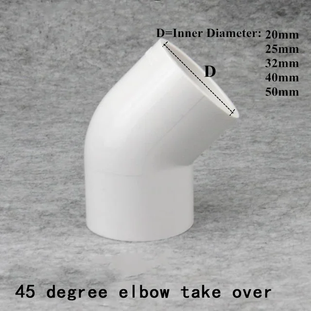 PVC Water Supply Pipe Fittings 45 degrees Elbow Connectors Plastic ...