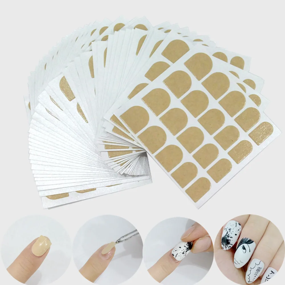 50/100 Sheets DIY Nail Art Sticker Double Sided Self Adhesive Sticker ...