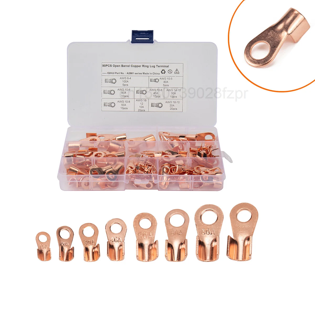 90 Boxed Red Copper Cold Pressed Terminal Block Open Copper Nose Copper ...