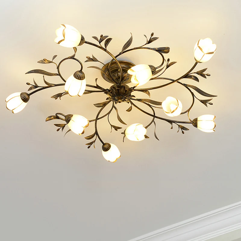 Village Iron Ceiling Lights Decoration Living Room Ceiling Lamp Wrought ...