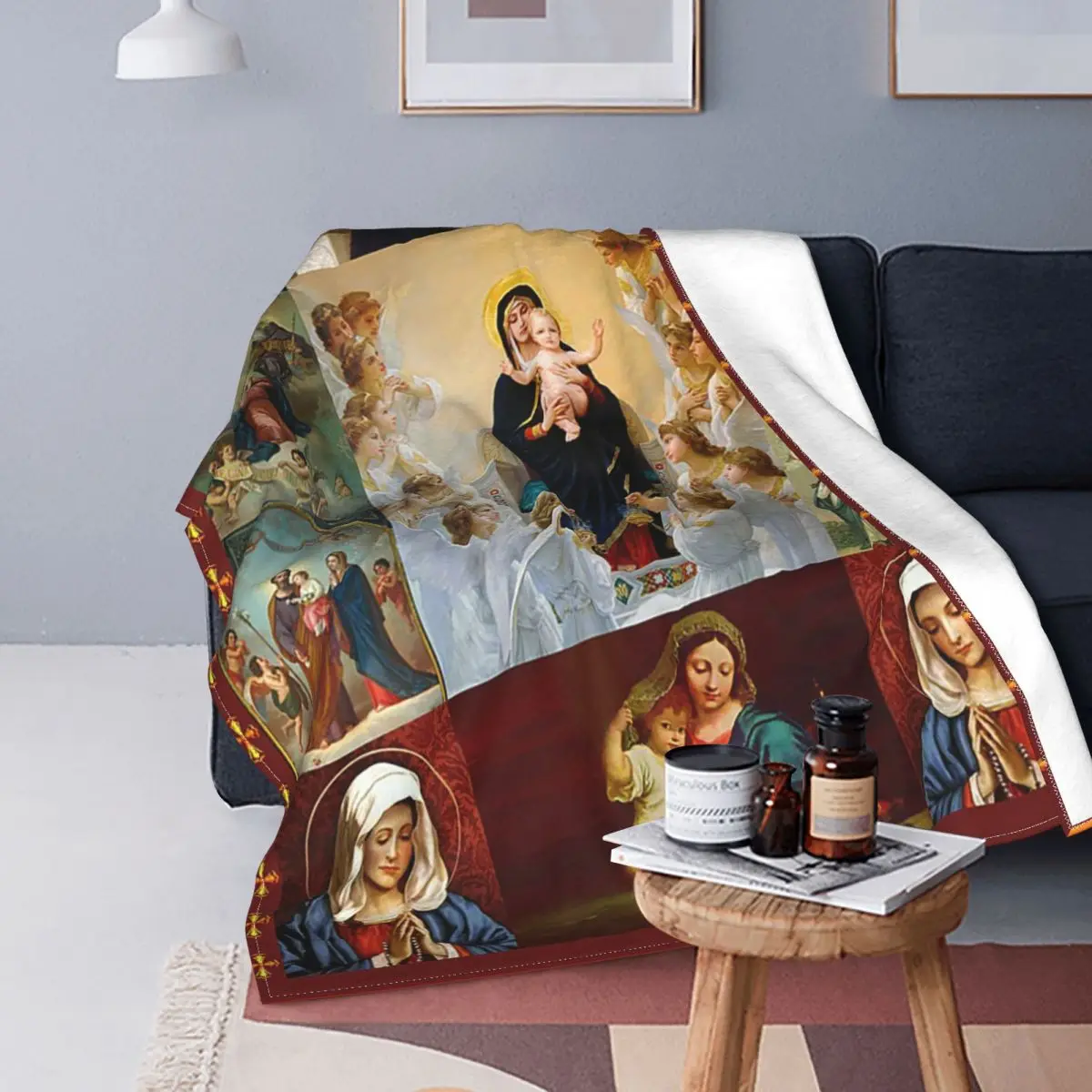 Jesus Virgin Mary Christian Catholic Plaid Blanket Velvet Summer ...