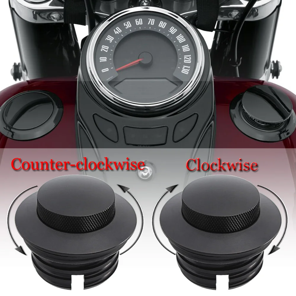 Black-Motorcycle-Knurled-Thread-Reservoir-Flush-Pop-Up-Fuel-Gas-Tank ...