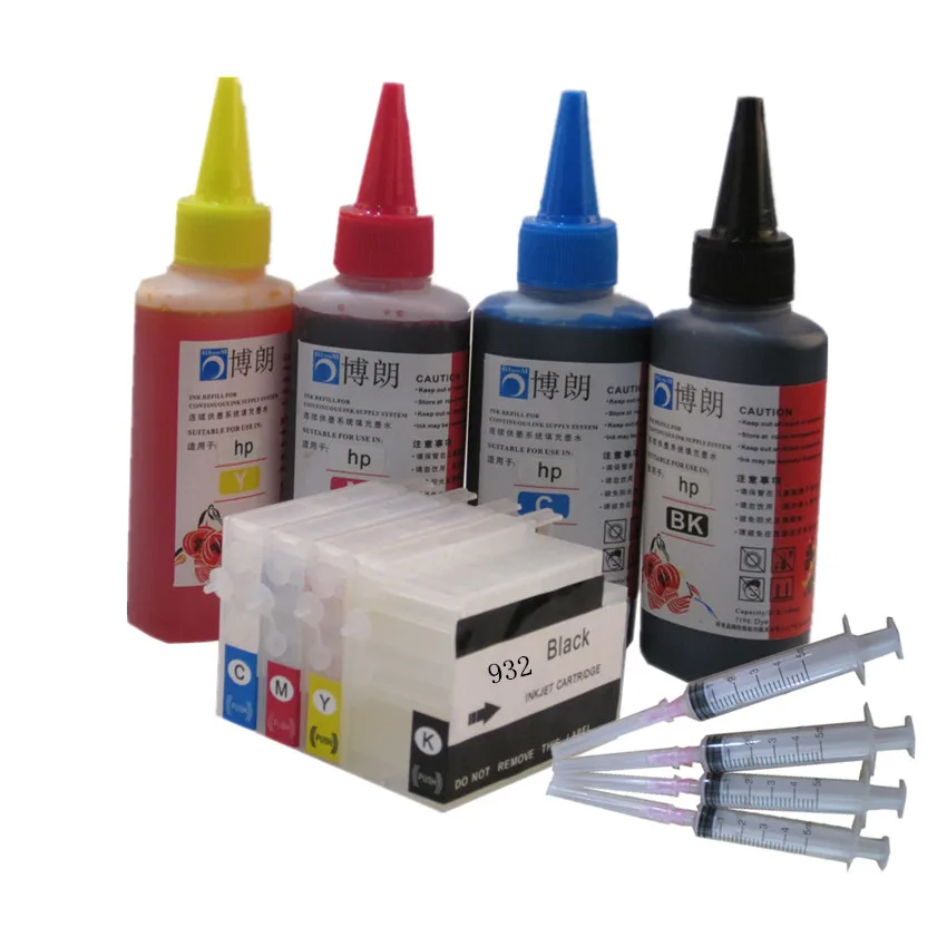 Refillable HP 932 933 Cartridge Set Refillable Ink Cartridges For HP ...