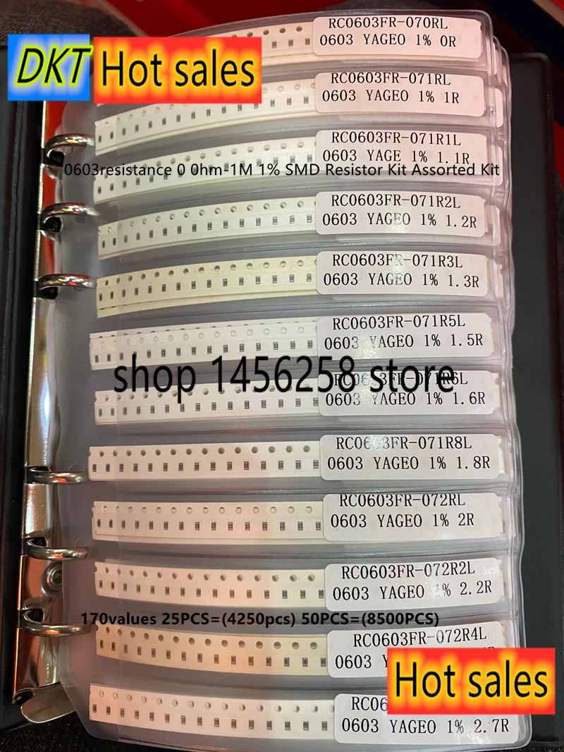 100% new and original 0603 SMD Resistor Sample Book 1% Tolerance ...