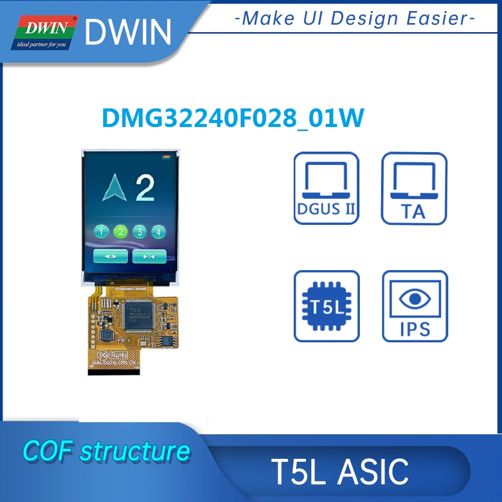 DWIN T5L0 2.8 Inch 320*240 Pixels Resolution 262K Colors TN TFT LCD COF ...