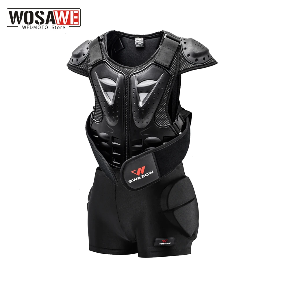 WOSAWE Child Motorcycle Jacket Hip Pad Shorts Body Armor Set Kids ...