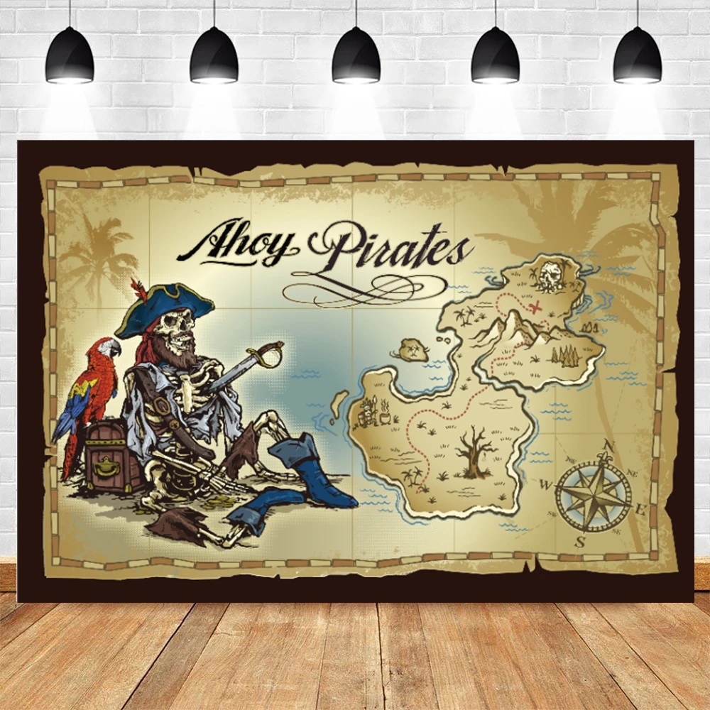 Pirate Treasure Map Backdrop Background Island Treasure Map Banner ...