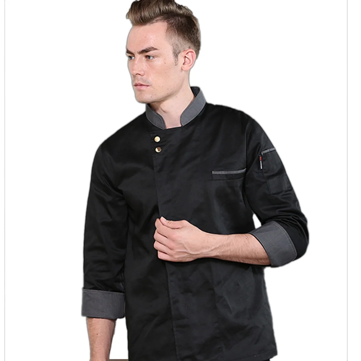Chef Jacket Unisex Men Women Cook Coat 3/4 Sleeve F&B Restaurant Waiter ...