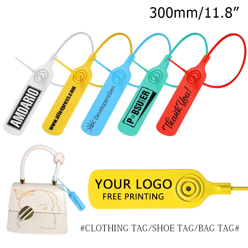 100pcs Custom Logo Print Label Tag Plastic Personalized Garment Shoe ...