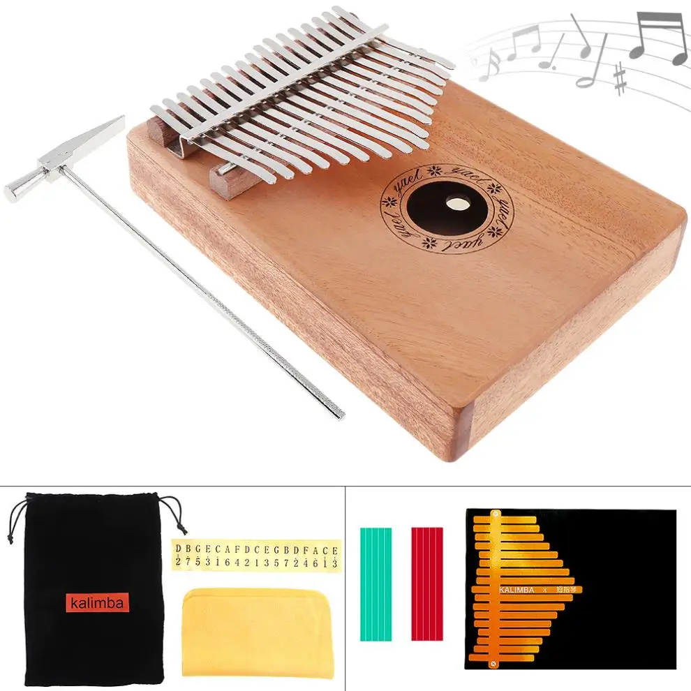 Thumb Piano 17 Key Kalimba Solid Mahogany Thumb Piano Mbira Natural ...