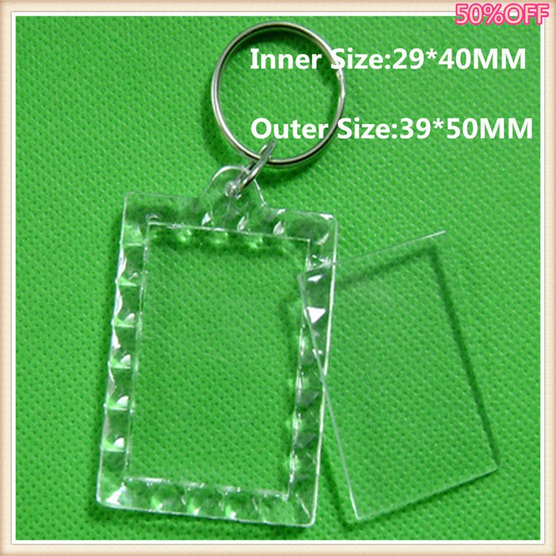 50Pcs/lot Rectangular lace DIY Acrylic Blank Picture Frame Keychains ...