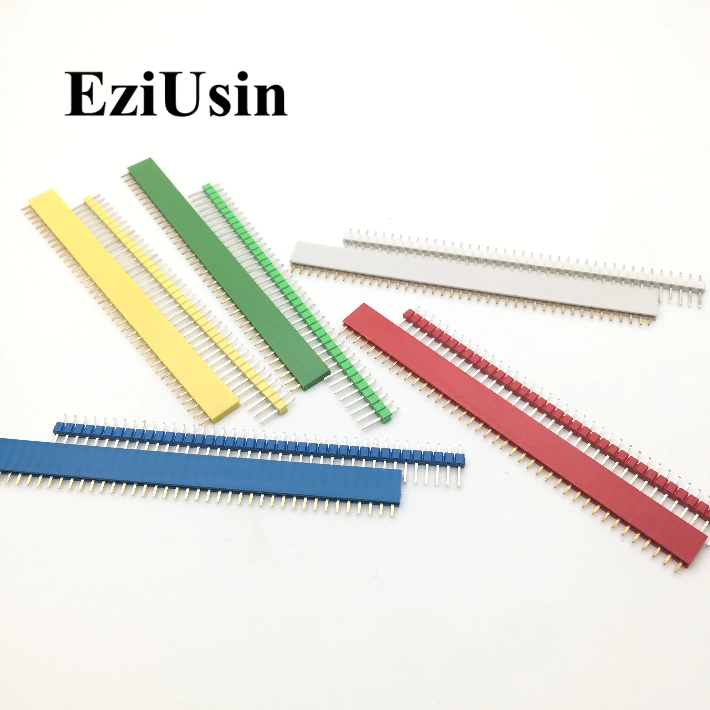 10pcs 5 Pairs 40 Pin 1x40 Single Row Male Female 2.54 Red Yellow Blue ...