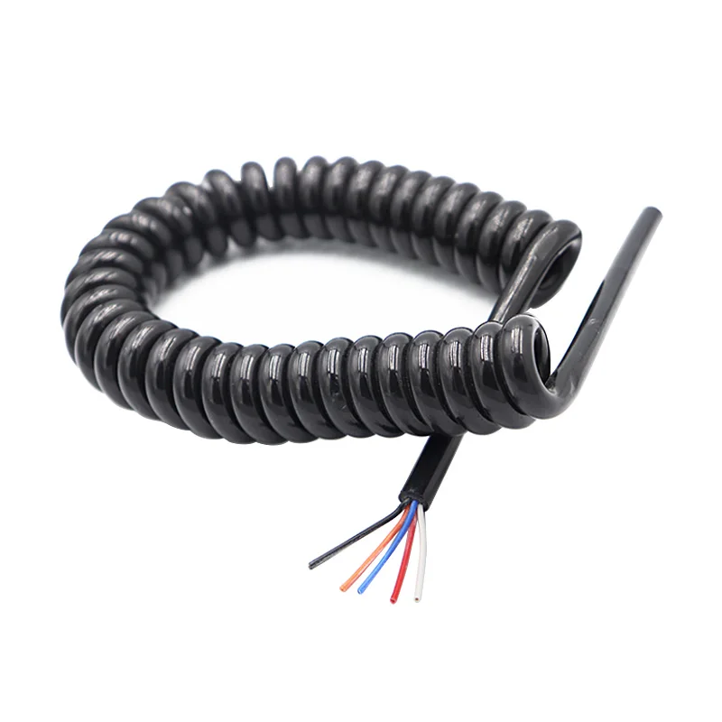 Spring-Spiral-Black-Cable-5Cores-22-20-18-17AWG-Stretchable-Wire ...