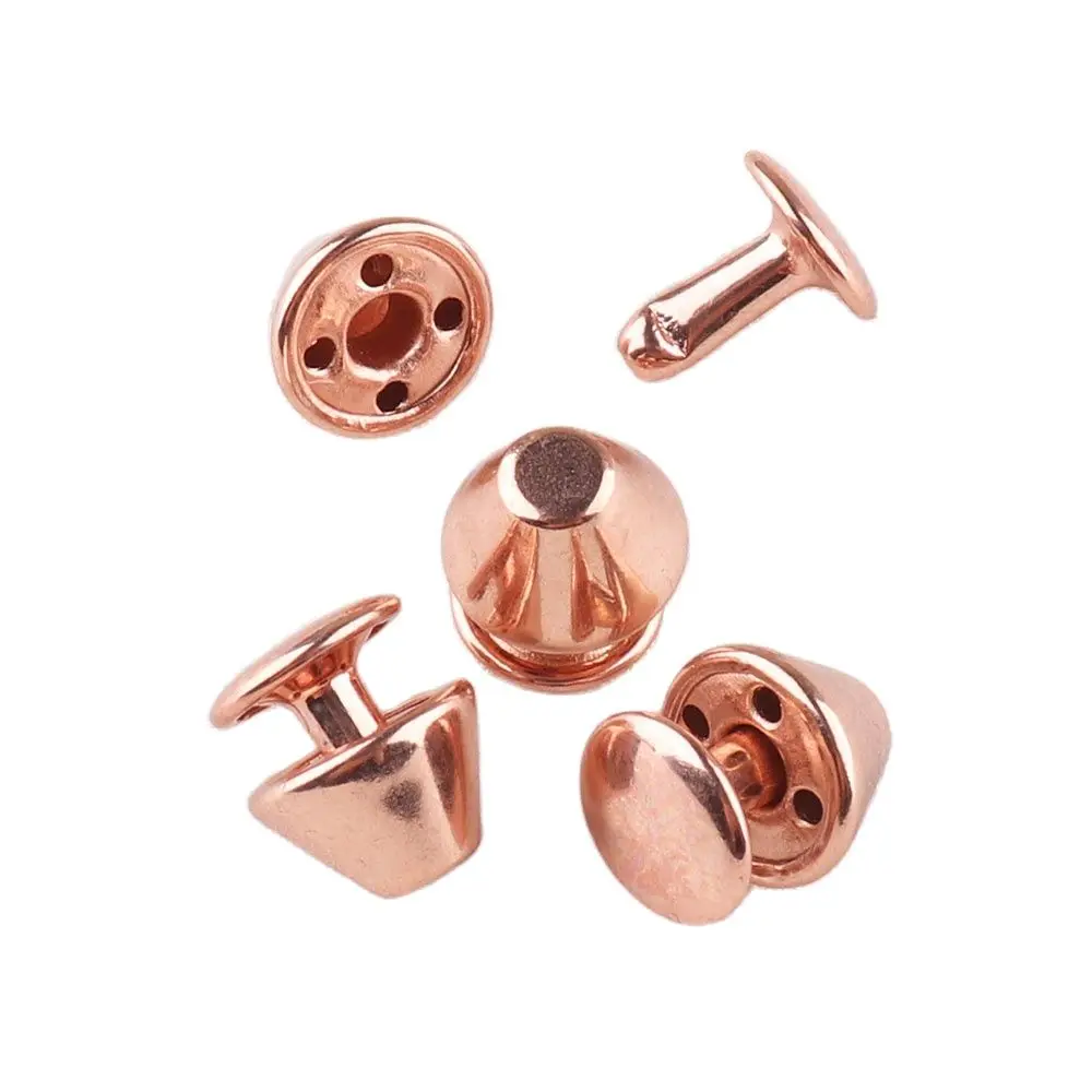 100sets 9*12mm Round Double Cap Rivets Gold Rose Stud Rivets Bag Shoes ...
