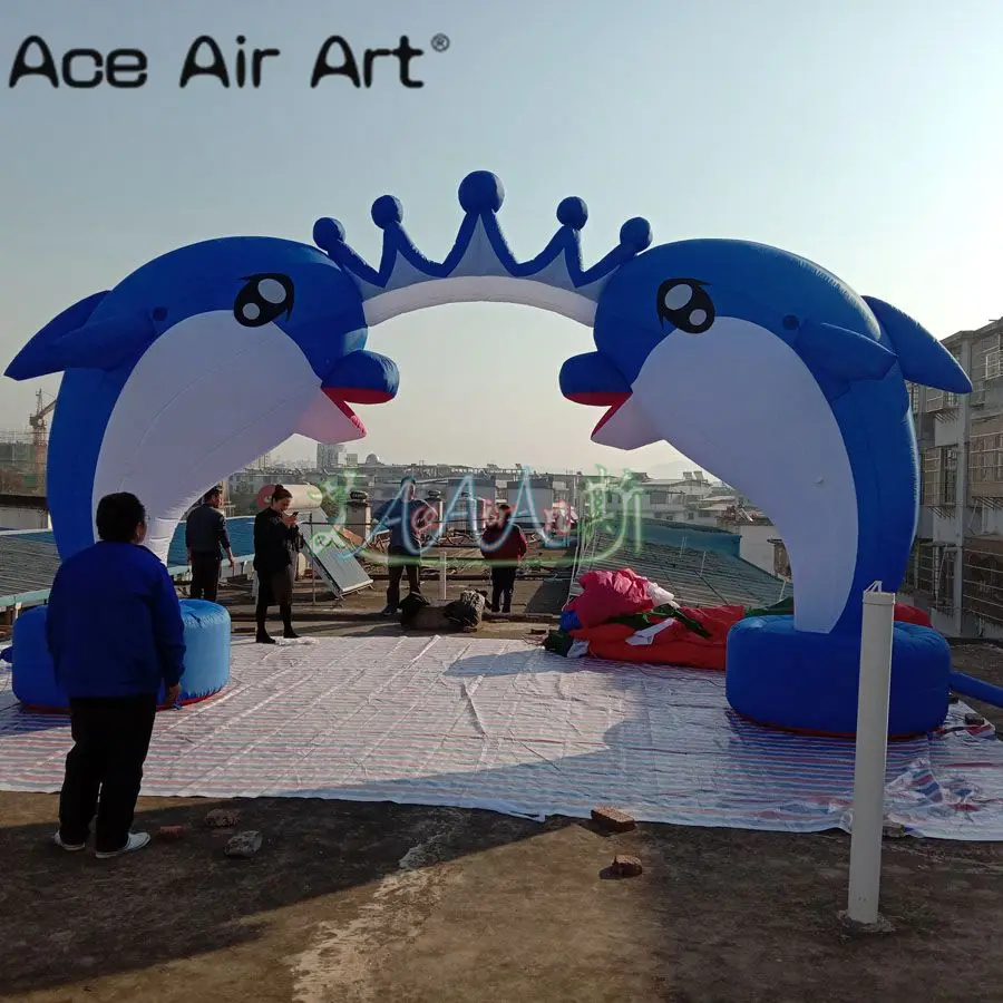 Wonderful-Inflatable-Dolphin-Arch-with-Crown-for-Ocean-Theme-and-Pool ...