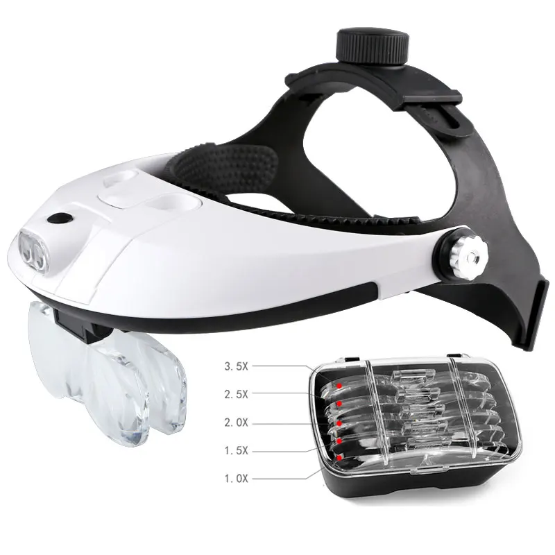 Hands Free Head Headband Helmet Magnifier Glasses Loupe Head Magnifier ...