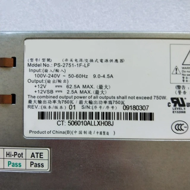 Original PSU For Lenovo Huawei Liteon R520G7 RH2285 750W Switching ...