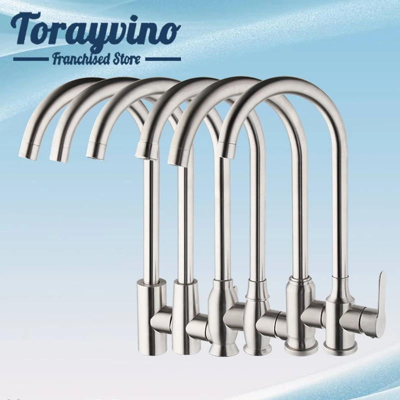 Torayvino Luxury Deck mounted Kitchen Faucet Brass Brushed Nickel 360 ...
