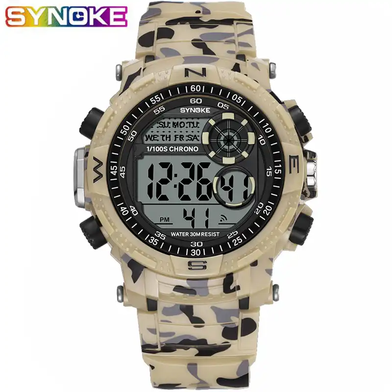 SYNOKE Men Sports Digital Watches LED Display Water Resistant ...