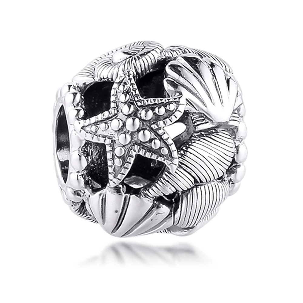 QANDOCCI Fits Pandora Bracelet Openwork Starfish, Shells & Hearts Charm ...