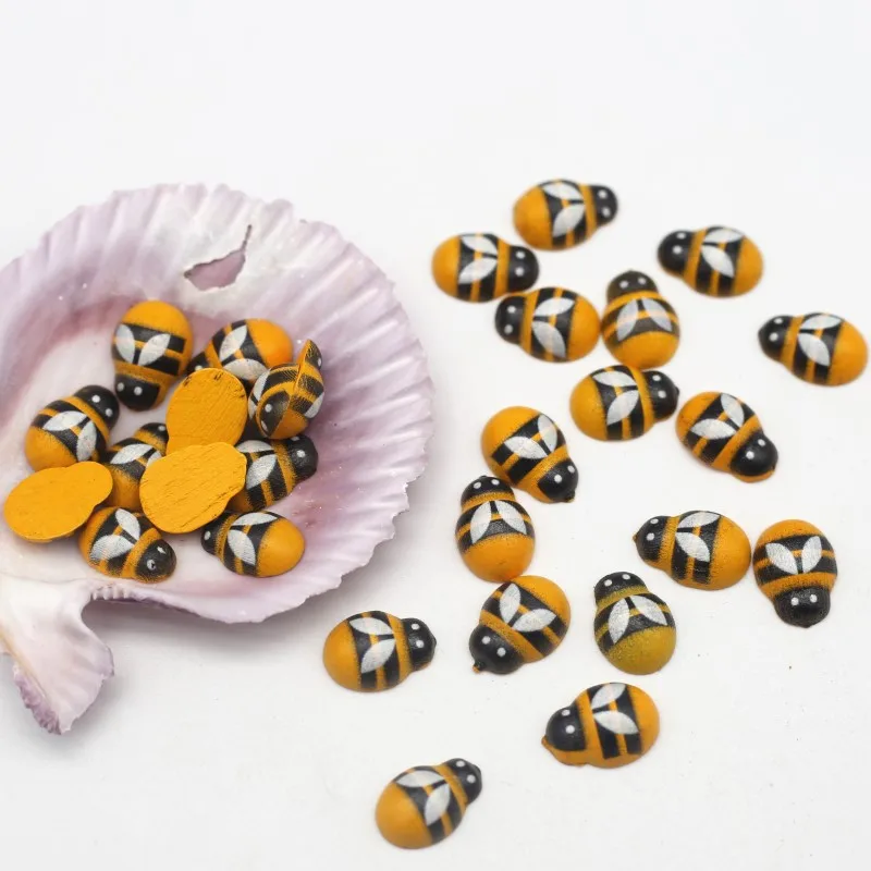 9-13mm-Yellow-Wooden-Cute-Bee-Flatback-Cabochon-Decor-Handicrafts ...