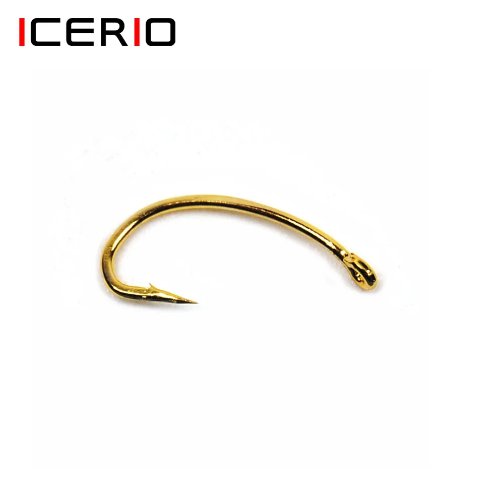 #14 Gold Color Fly Hook Nymph Bug Shrimp Pupae Larvae Caddis Fly Tying ...