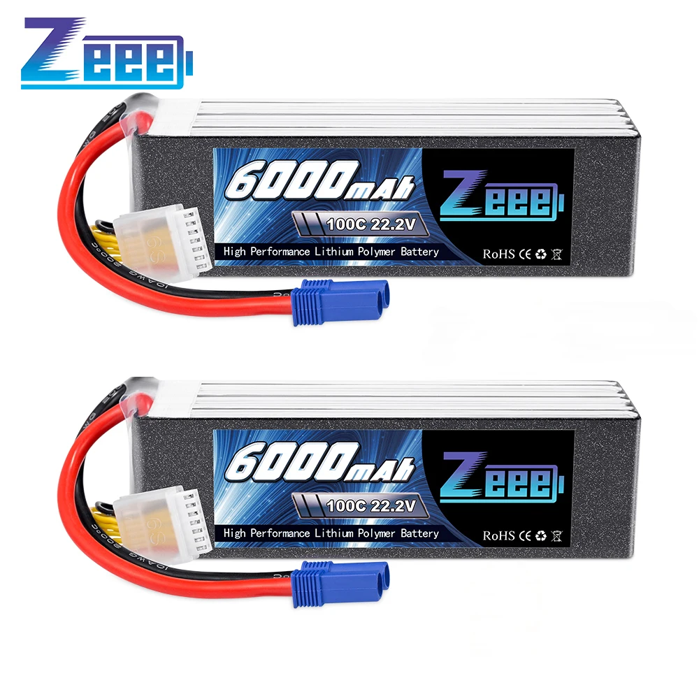 2units Zeee 6S Lipo Battery 22.2V 100C 6000mAh With EC5 Plug Lipo ...