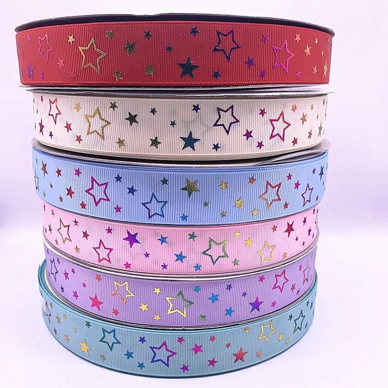 Hot Selling 3yards 25mmGrosgrain Ribbon Gilding Stars for Christmas ...
