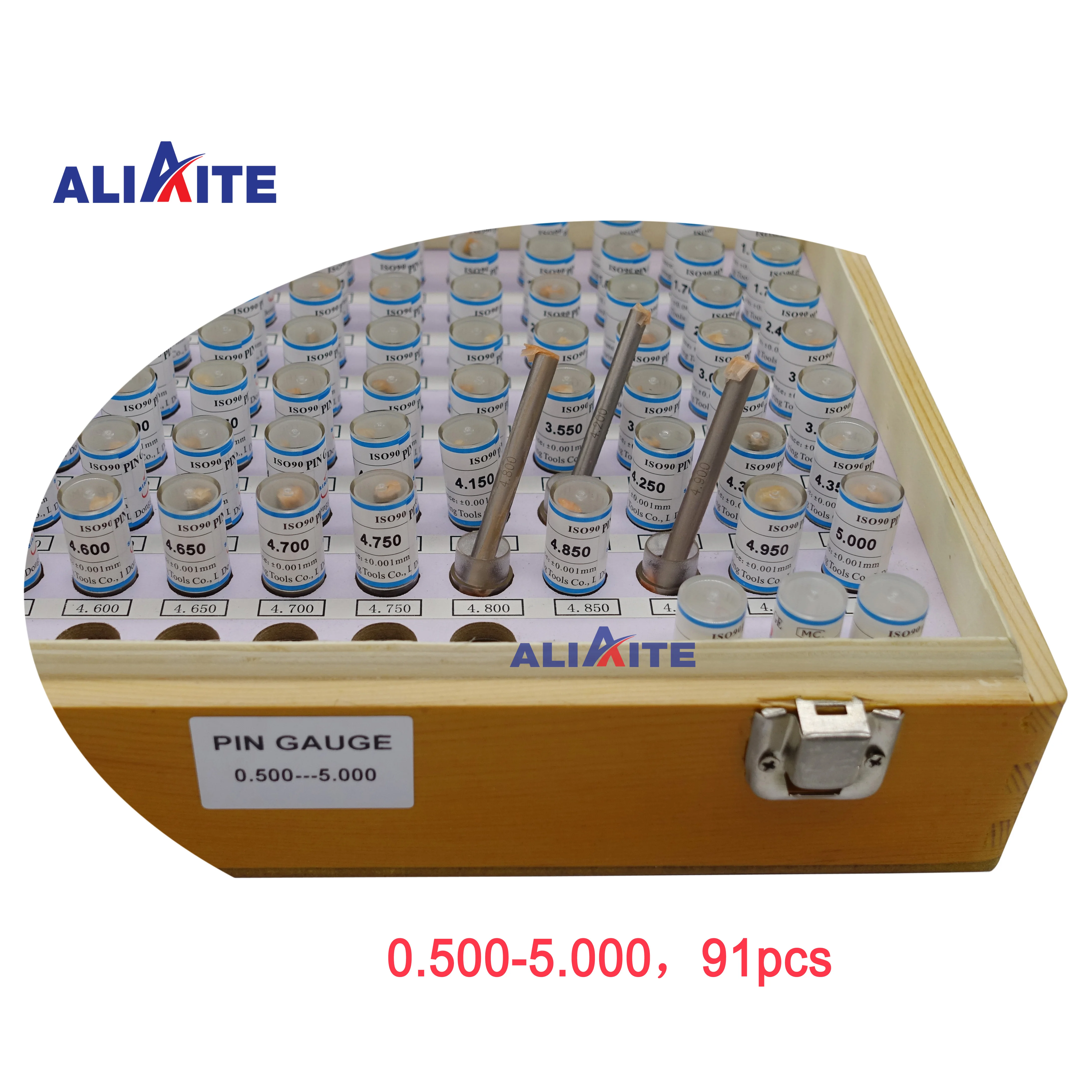 Pin Gauge Set 0.500-5.000(step: 0.05,91pcs) Aliaite Pin Plug Gauge Set ...