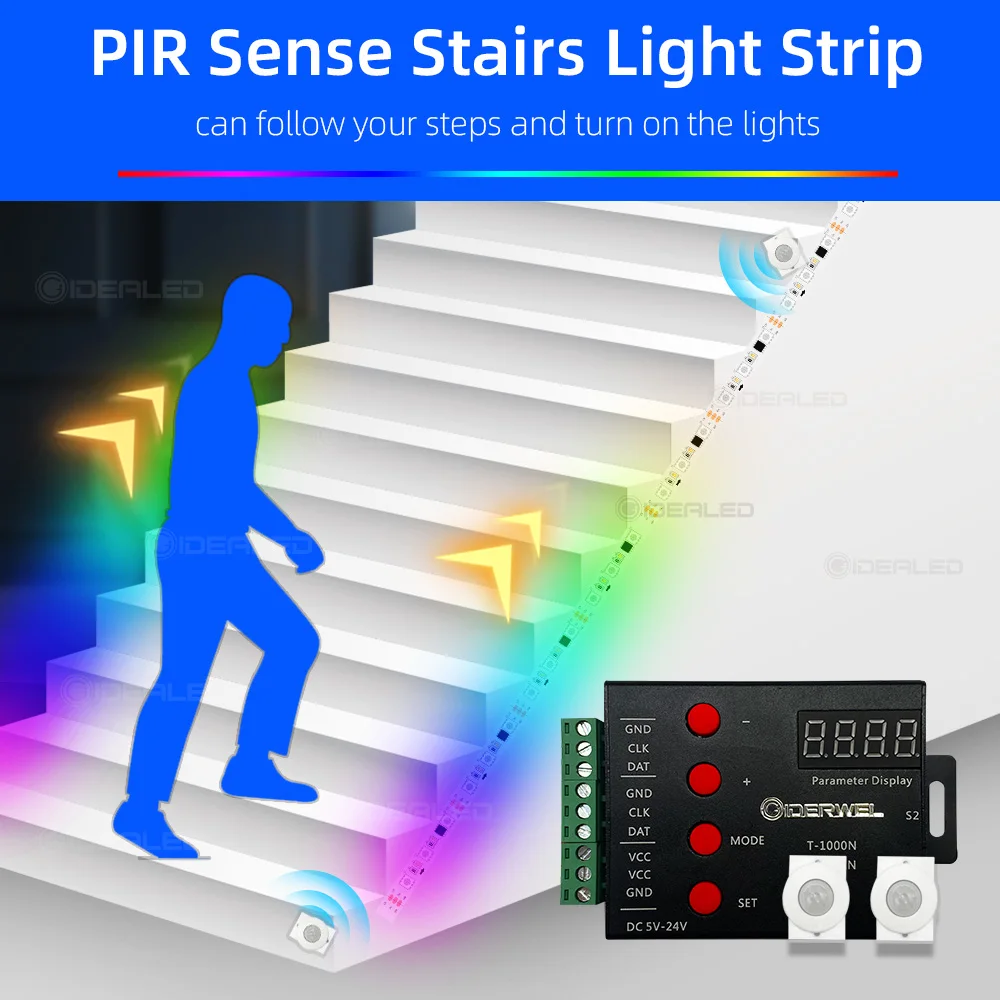 LED motion sensor light strip Stair streamline light under cabinet ...