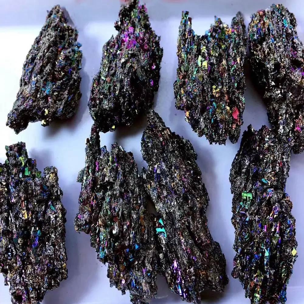 Natural colorful ore small pieces of silicon carbide mineral crystal ...