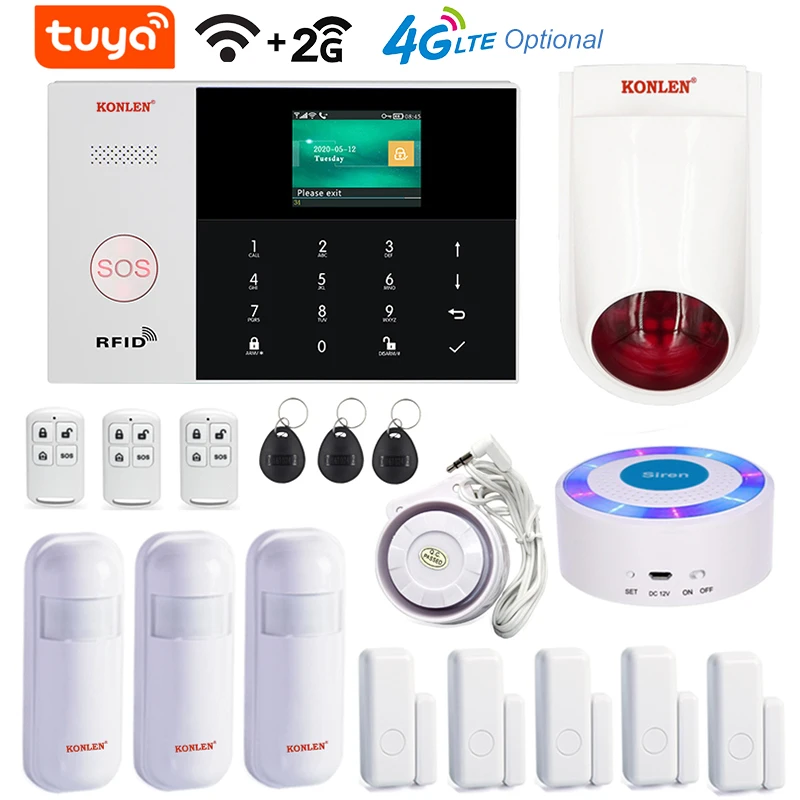 Tuya Smart Life Home Alarm System Wifi Gsm 2g 4g 3g Option House Security Wireless Wired With ...