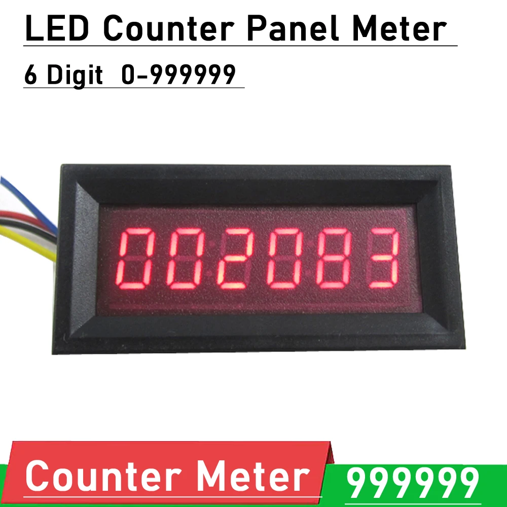Medidor de Panel de contador digital, 0 999999, 6 dígitos, pantalla LED ...