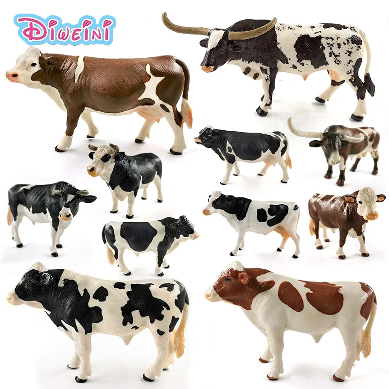 New Cow Simulation Farm Cattle Ox Bull Animal Model Action Figure Home ...