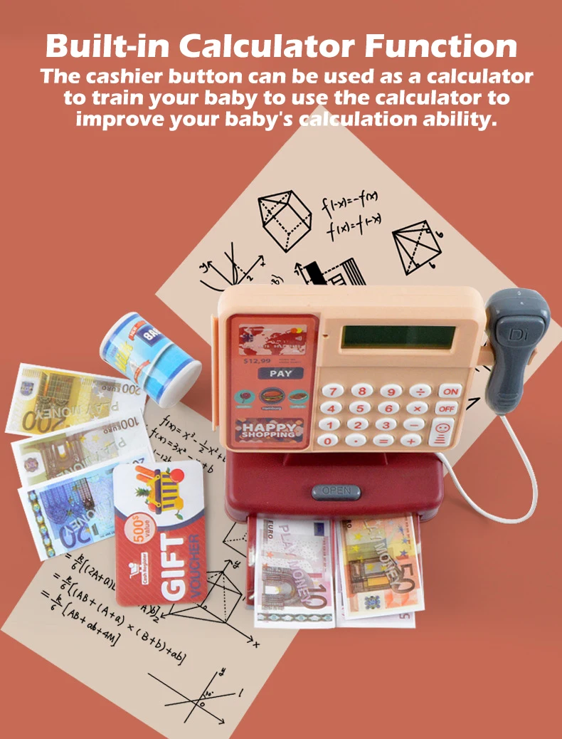 Cashier Toys Kids Cash Register Pretend Play Puzzle Play Toy House ...