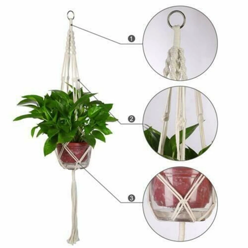 2 Pcs Indoor Hanging Planter Basket Jute Rope Braided Boho Home Decor ...