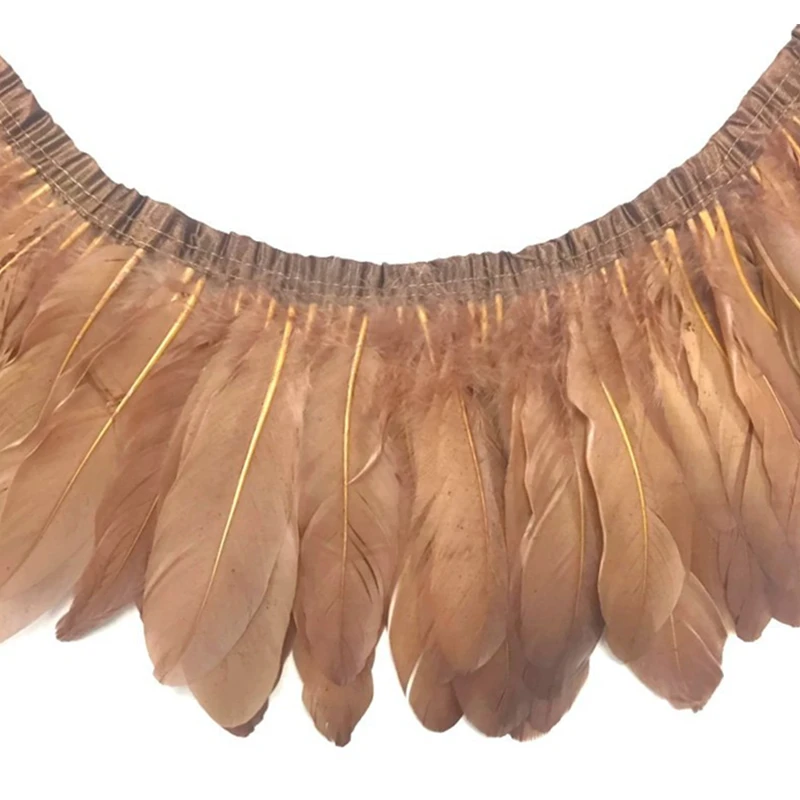 Wholesale 2 Meter/lot Dyed Khaki Goose Feather Trims Real Geese Feather ...